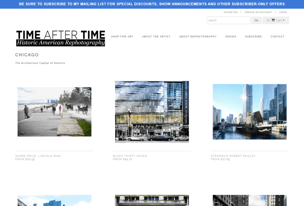 Artist and Photographer Website Design Examples from April 2018